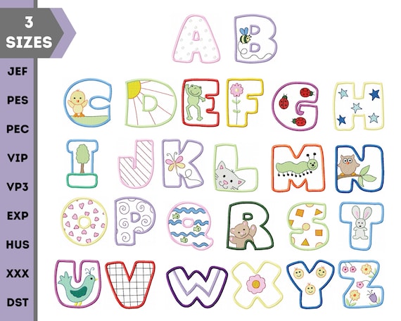 Creative Applique Alphabet Font Embroidery Designs 4x4 Size - Etsy