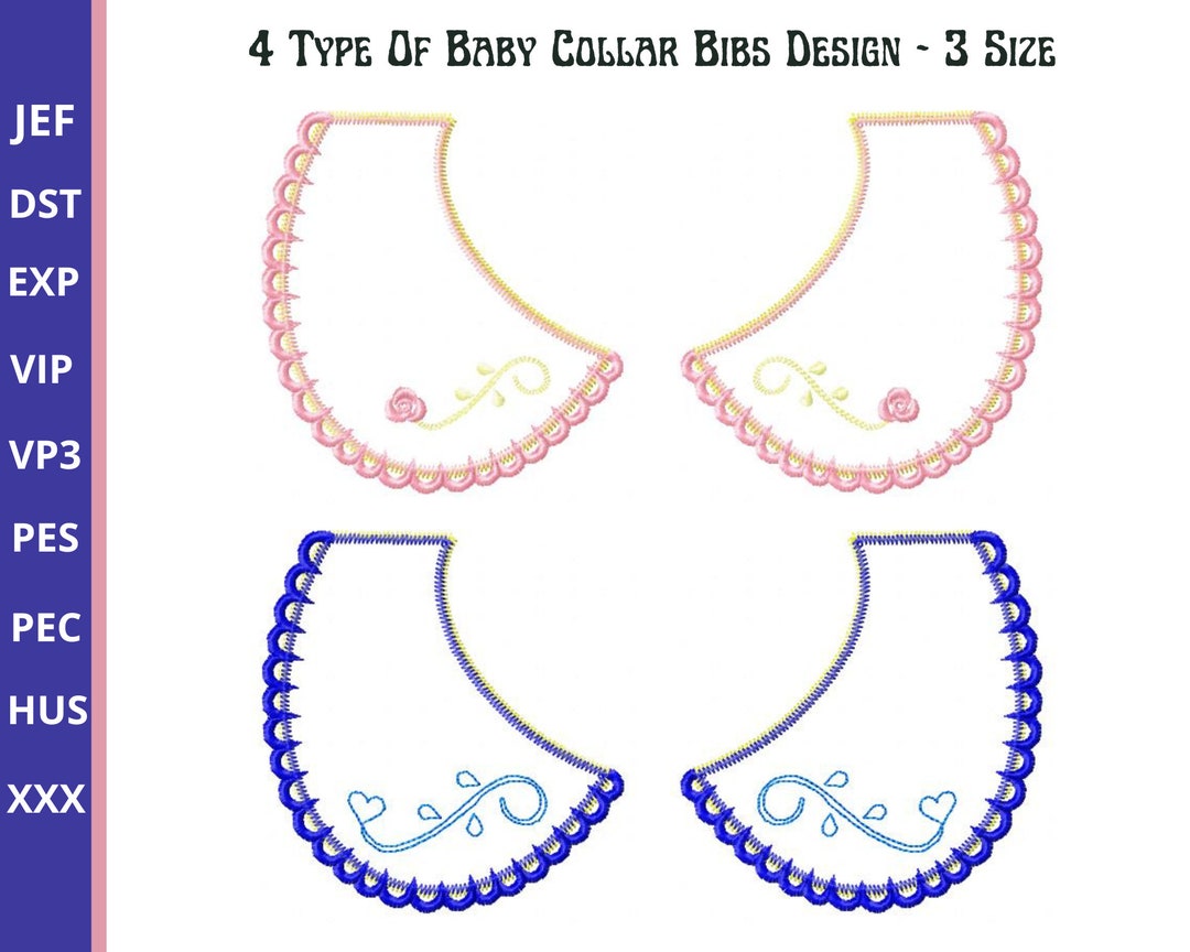 4 Type ,baby Collar Bibs Embroidery Designs,machine Embroidery Design ...