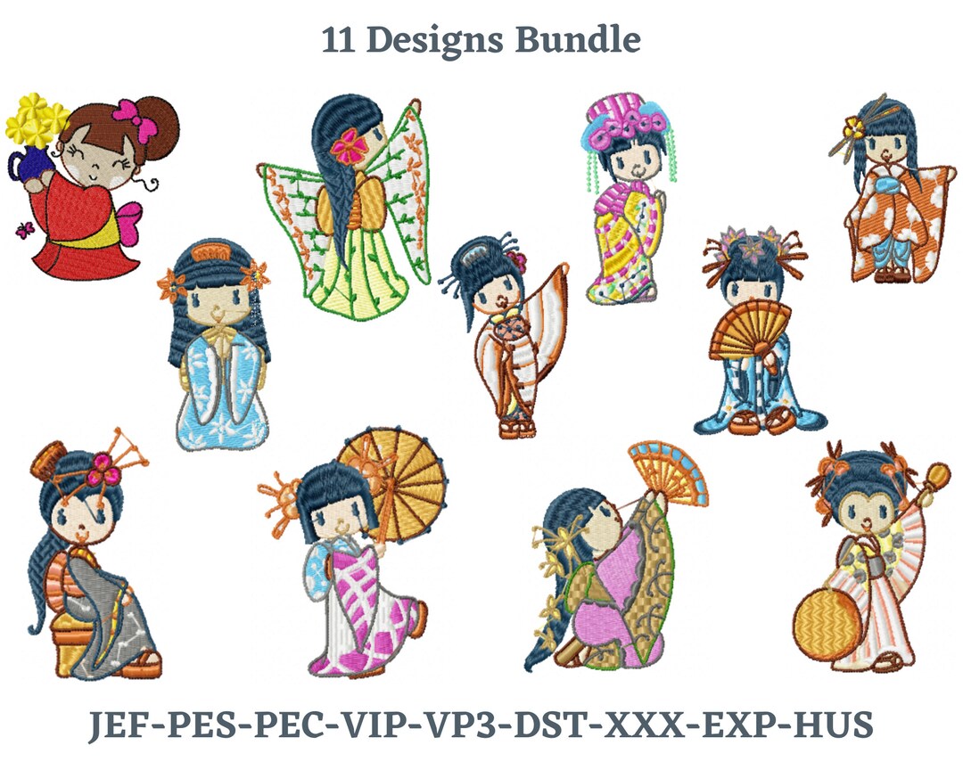 Chinese Tradition Girl Embroidery Design Bundle - Instant Download - Etsy