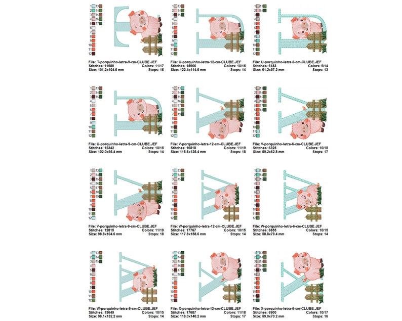 Cute Piggy Alphabet Font Design Machine Embroidery Pattern - Etsy