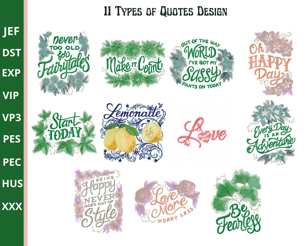 Quotes Embroidery Designs, Beautiful Quotes Machine Embroidery Design ...