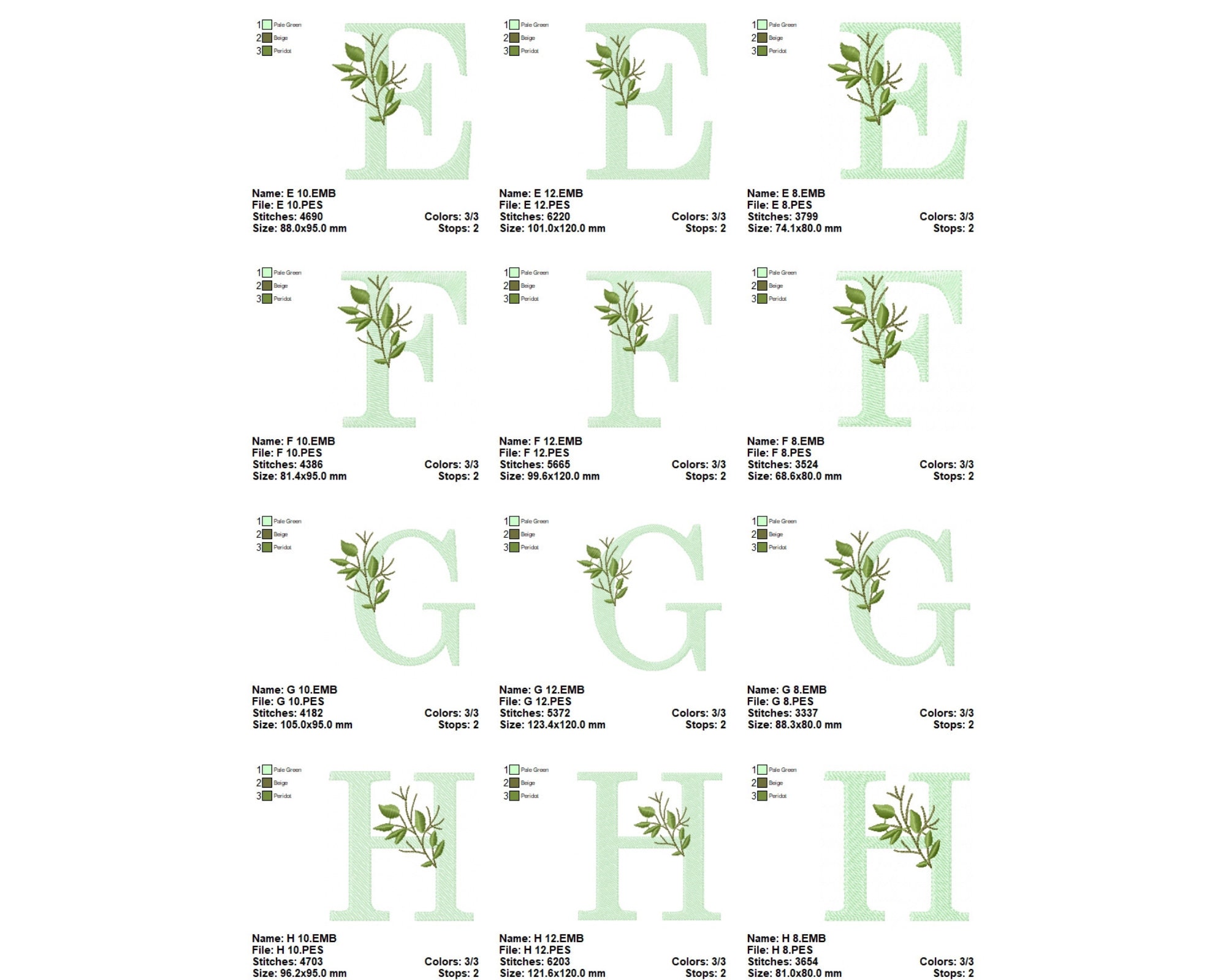 Leafy Alphabet Fonts Machine Embroidery Designs, Nature-inspired ...