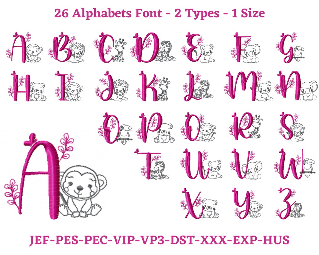 Safari Alphabets Embroidery Font Designs - Monogram Letters Embroidery ...