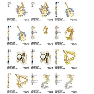 Musical Instrument Embroidery Design - 17 Types - 2 Sizes - Machine ...
