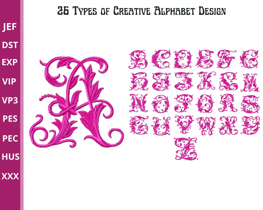 Creative Alphabet Embroidery Designs, Alphabet Machine Embroidery ...