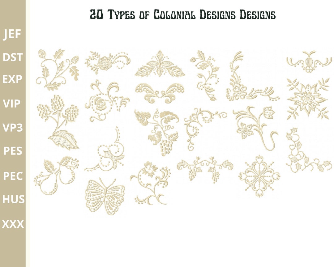 Colonial Embroidery Embroidery Designs , Freestanding Motifs Machine ...