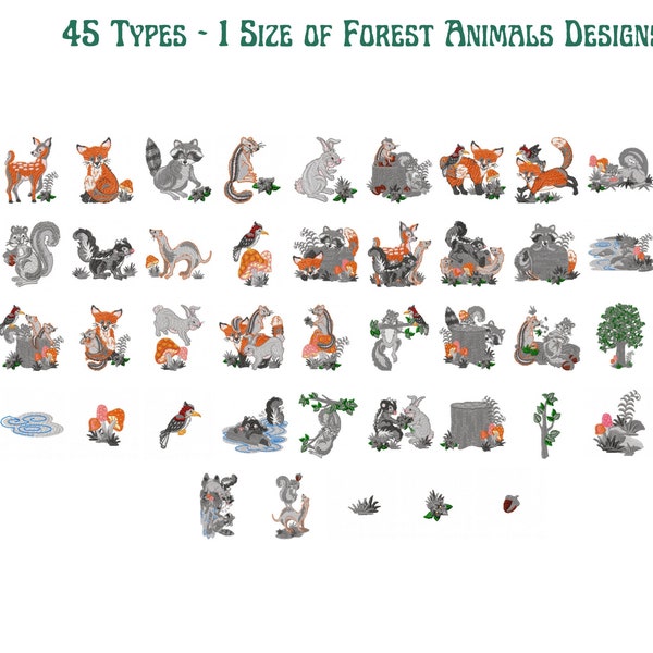 Woodland Animals Embroidery Designs - Etsy