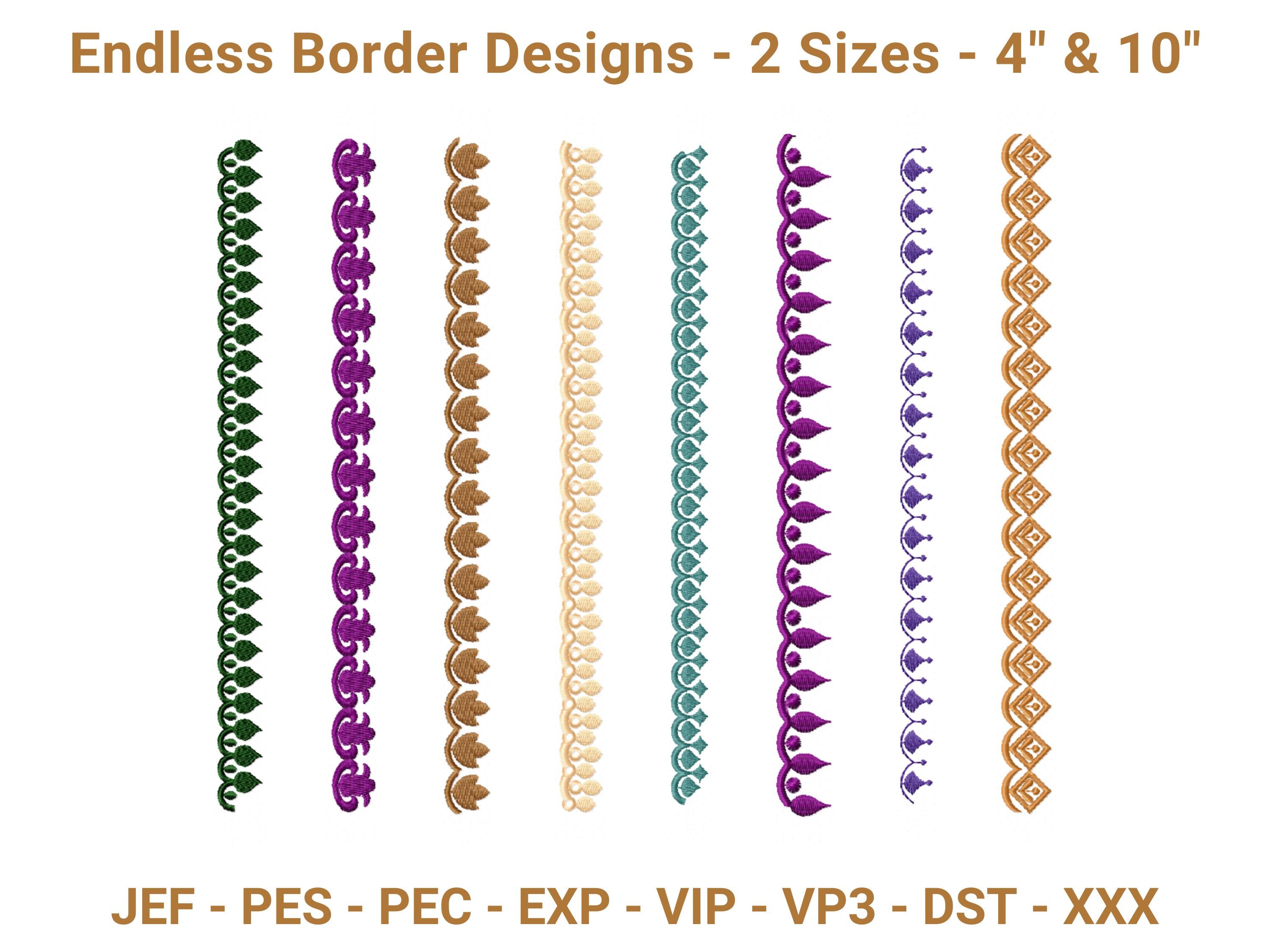 Endless Border Embroidery Designs – 8 Borders in 2 Sizes (4" & 10 ...