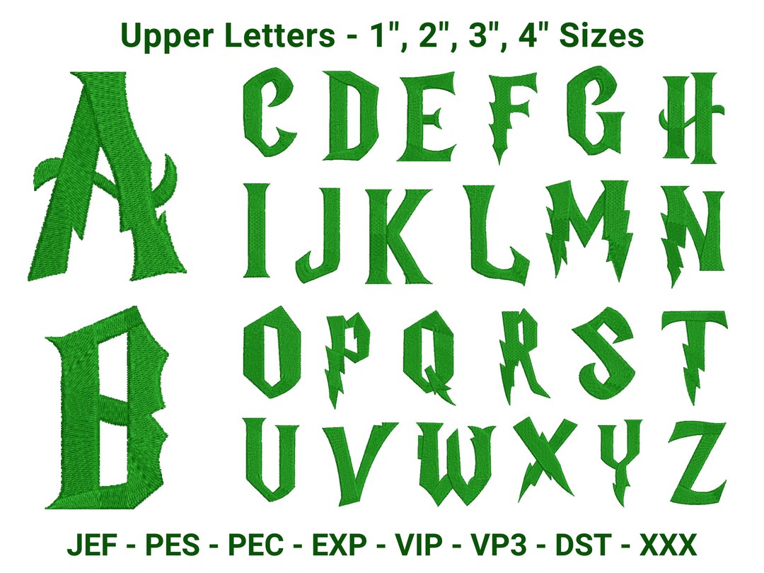Harry-inspired Font | Alphabet Embroidery Designs – 26 Uppercase ...