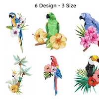 Tropical Parrot Machine Embroidery Design: Colorful Bird, Leaves ...