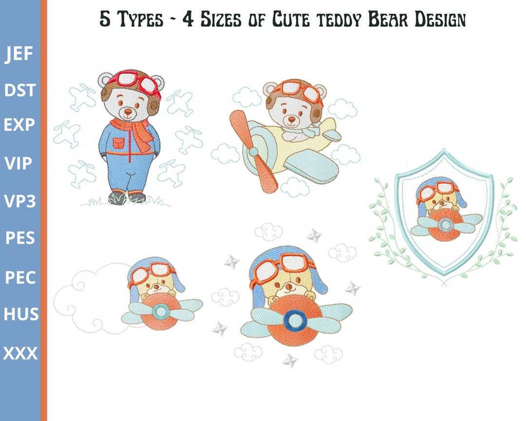 Teddy Bear Embroidery Designs, Cute Teddy Bear Machine Embroidery ...