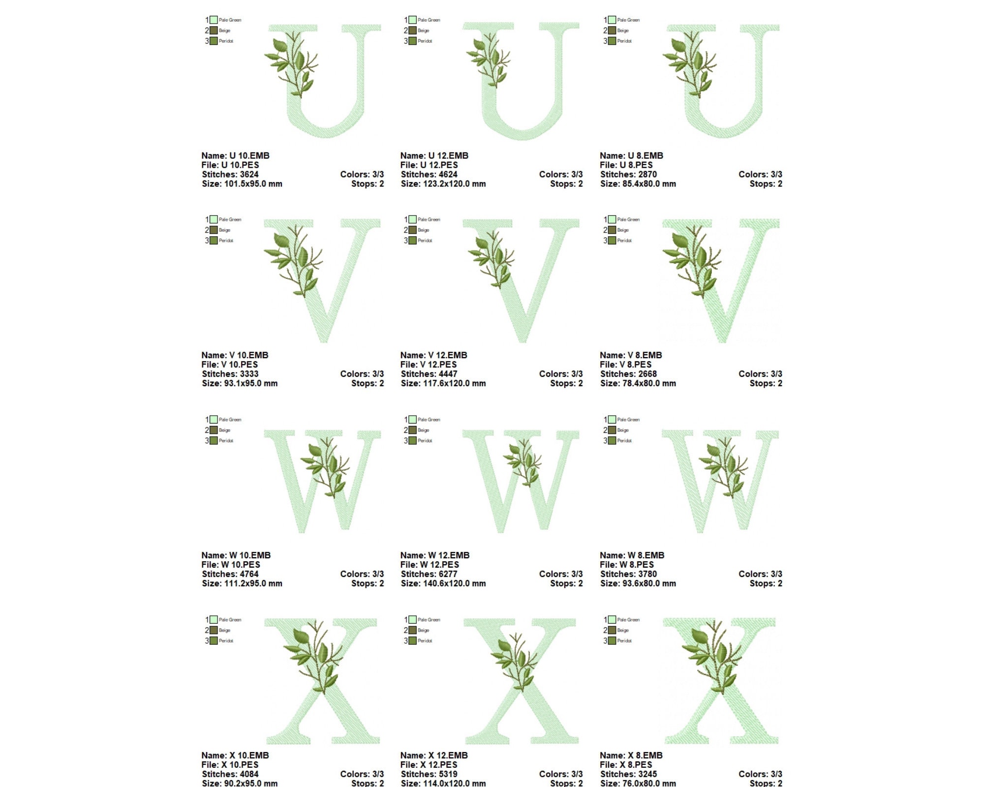 Leafy Alphabet Fonts Machine Embroidery Designs, Nature-inspired ...