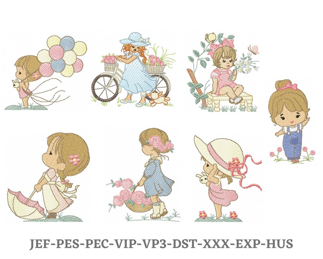 Baby Girl Embroidery Designs, Cute Girl With Cycle Machine Embroidery ...