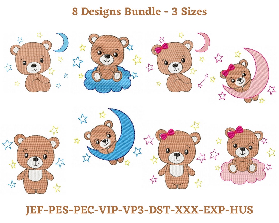 Teddy Bear Embroidery Designs, Cute Teddy Bear Machine Embroidery ...