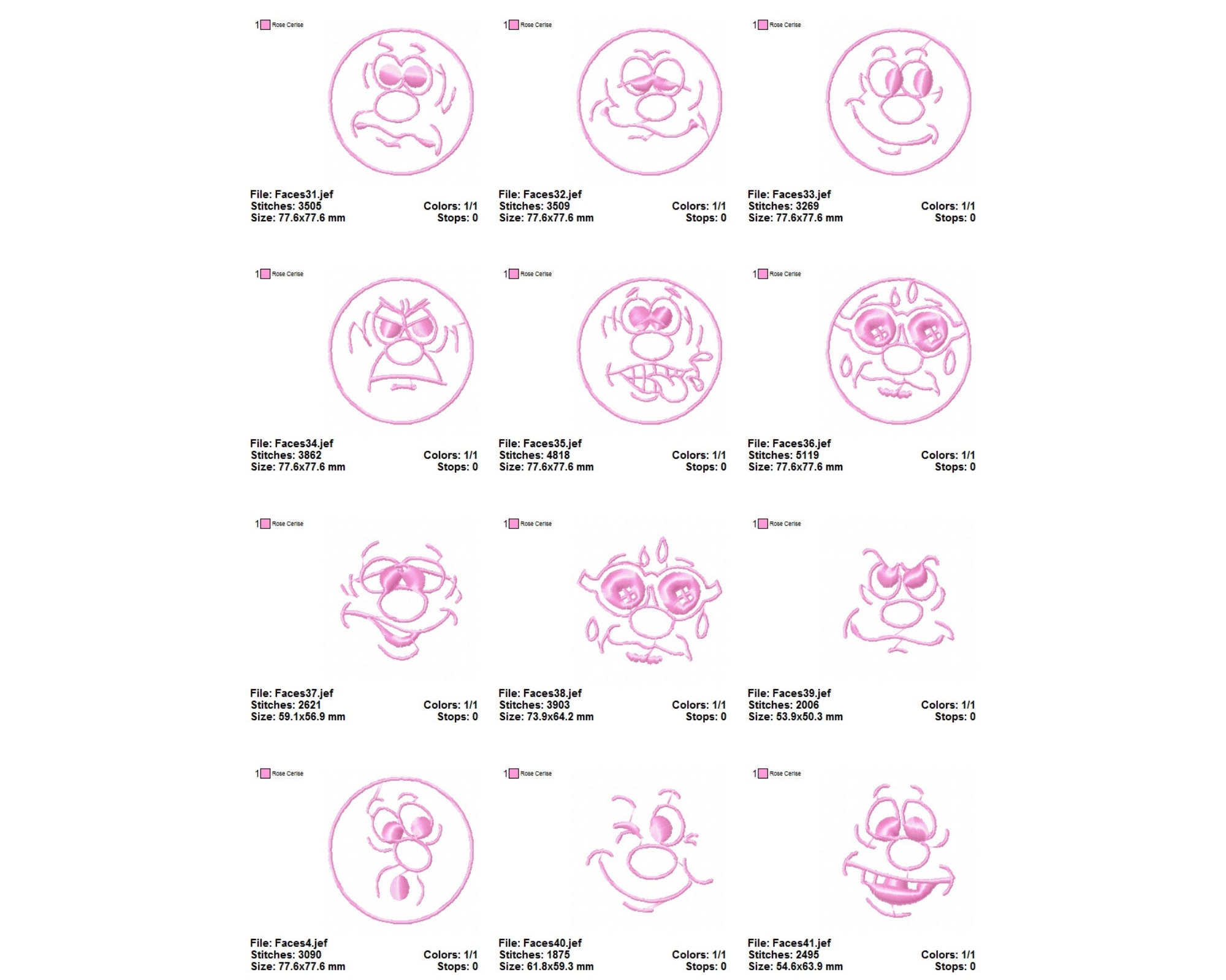 Emoji Faces Embroidery Design Machine Embroidery Pattern - Etsy
