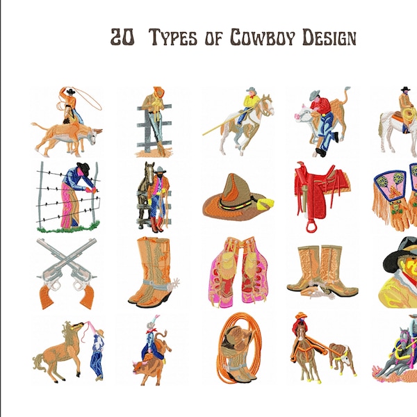 Cowboy Embroidery Design - Etsy