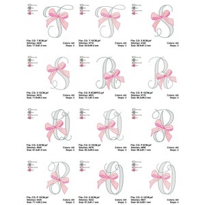 Alphabet With Bow Embroidery Designs - 3" and 4" Inch Size, Instant ...