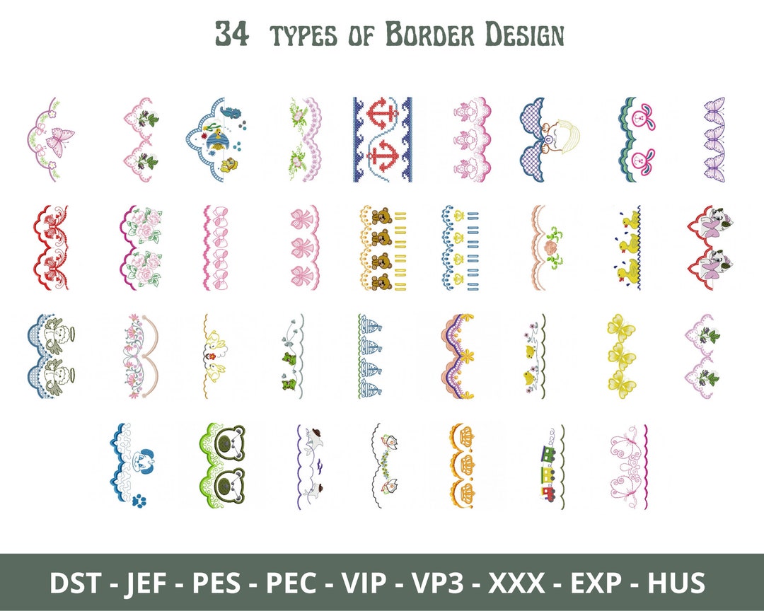 Creative Border Embroidery Design , Beautiful Border and Corner Machine ...