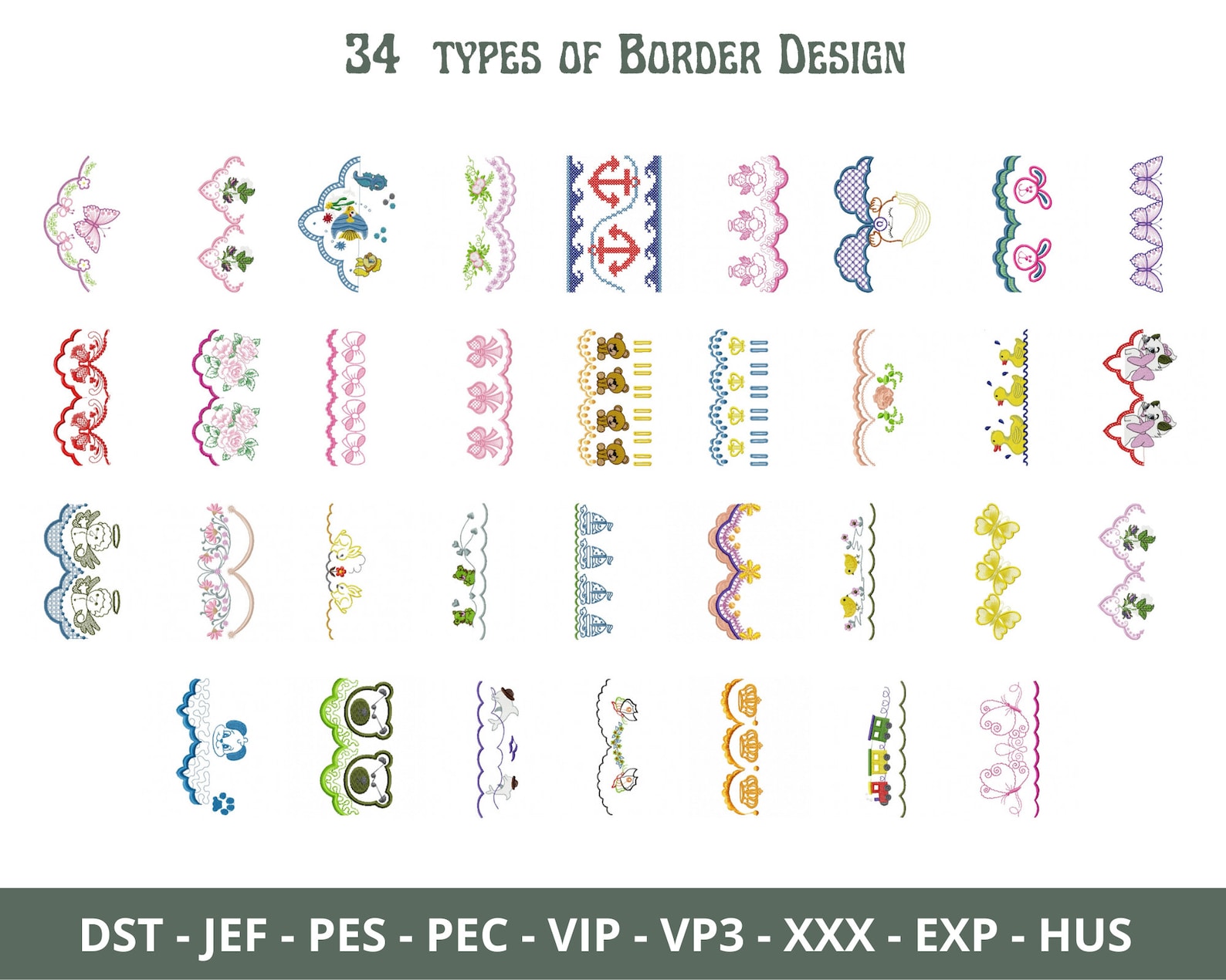 Creative Border Embroidery Design Machine Embroidery Pattern - Etsy