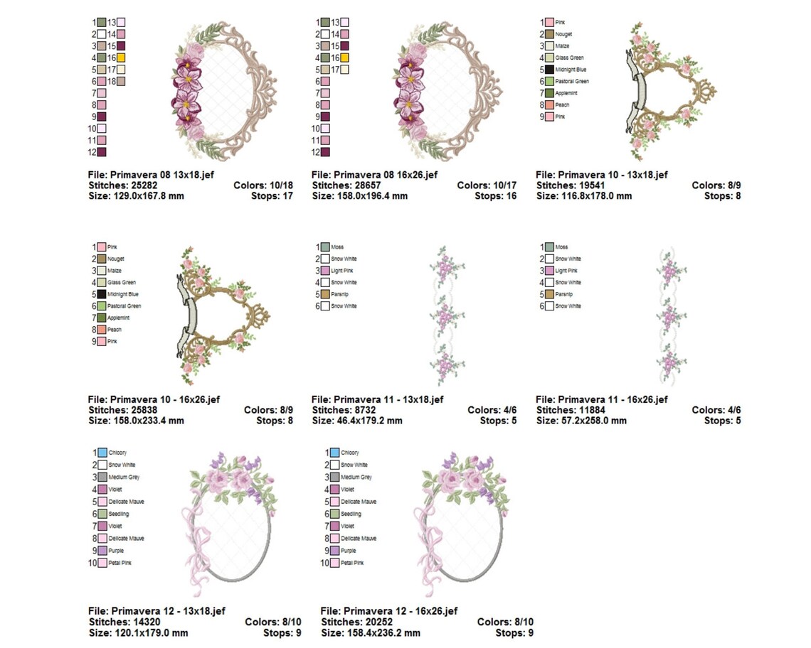 Floral Frame Machine Embroidery Design - 13 Types - 2 Sizes - Instant ...