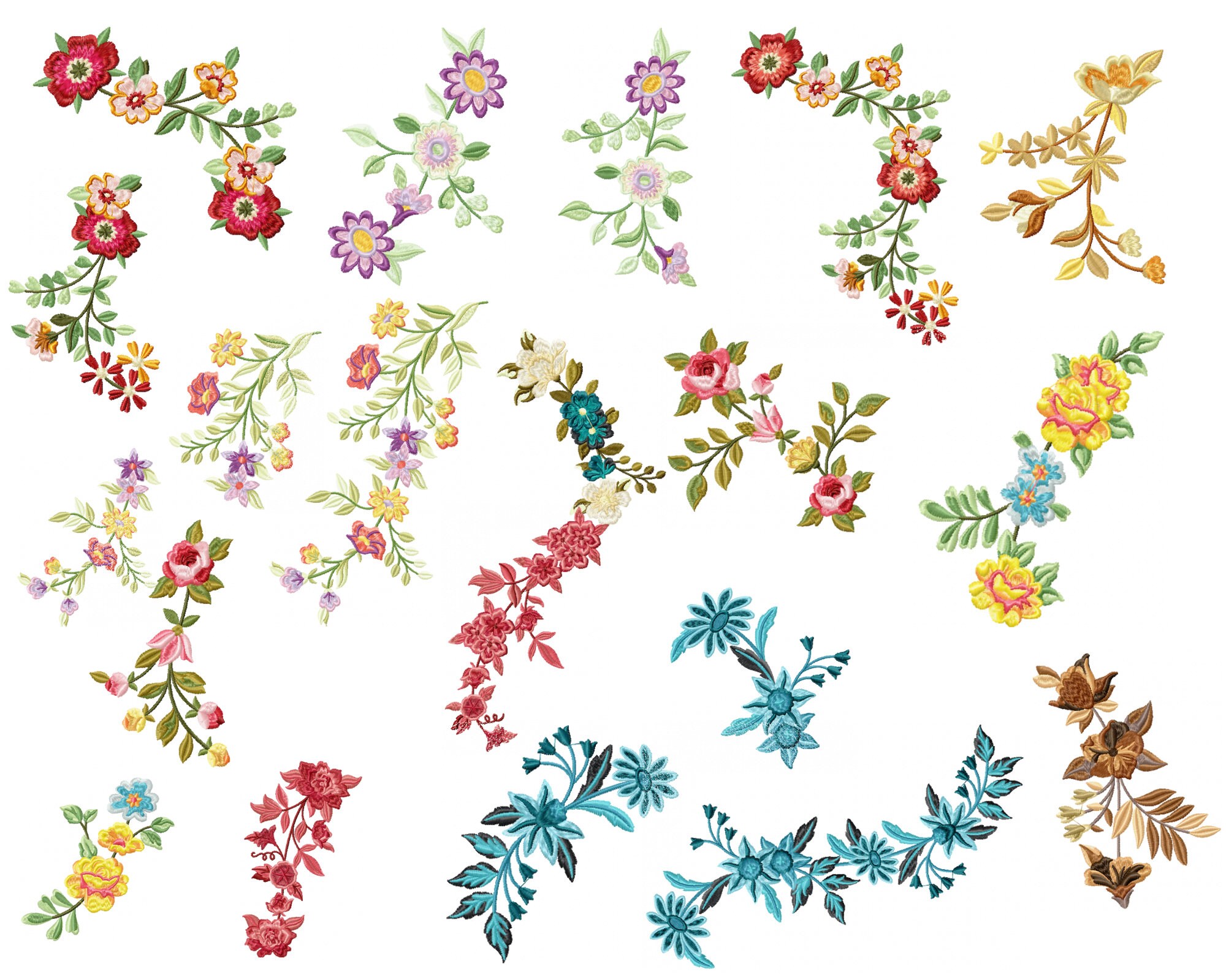 36 Flower Embroidery Design Bundle 2 Sizes Instant | Etsy