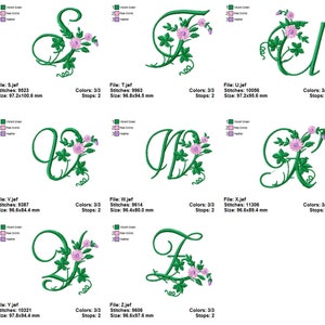 Machine Embroidery Floral Font - Embroidery Design - Instant Download ...
