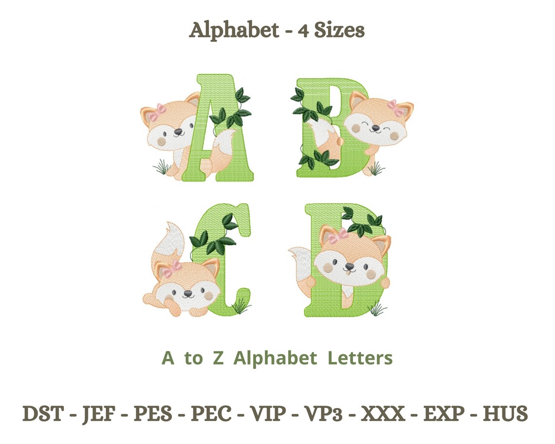 Animal Alphabet Font Embroidery Design Monogram Machine - Etsy