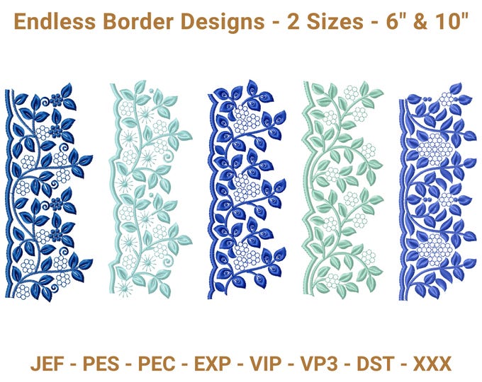 10 Endless Border Embroidery Design Bundle, Machine Embroidery Designs ...