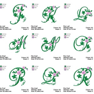 Machine Embroidery Floral Font - Embroidery Design - Instant Download ...