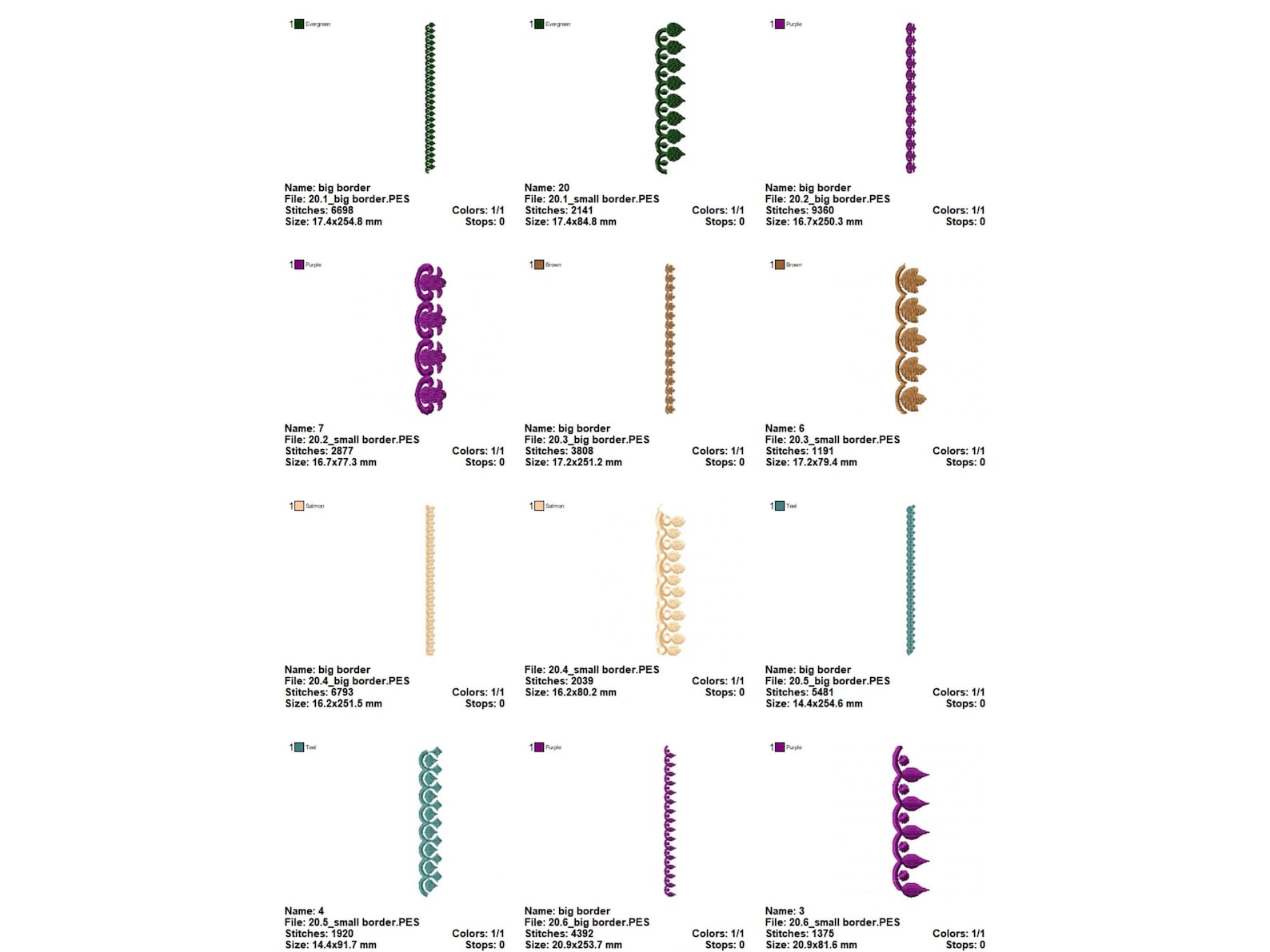 Endless Border Embroidery Designs – 8 Borders in 2 Sizes (4" & 10 ...