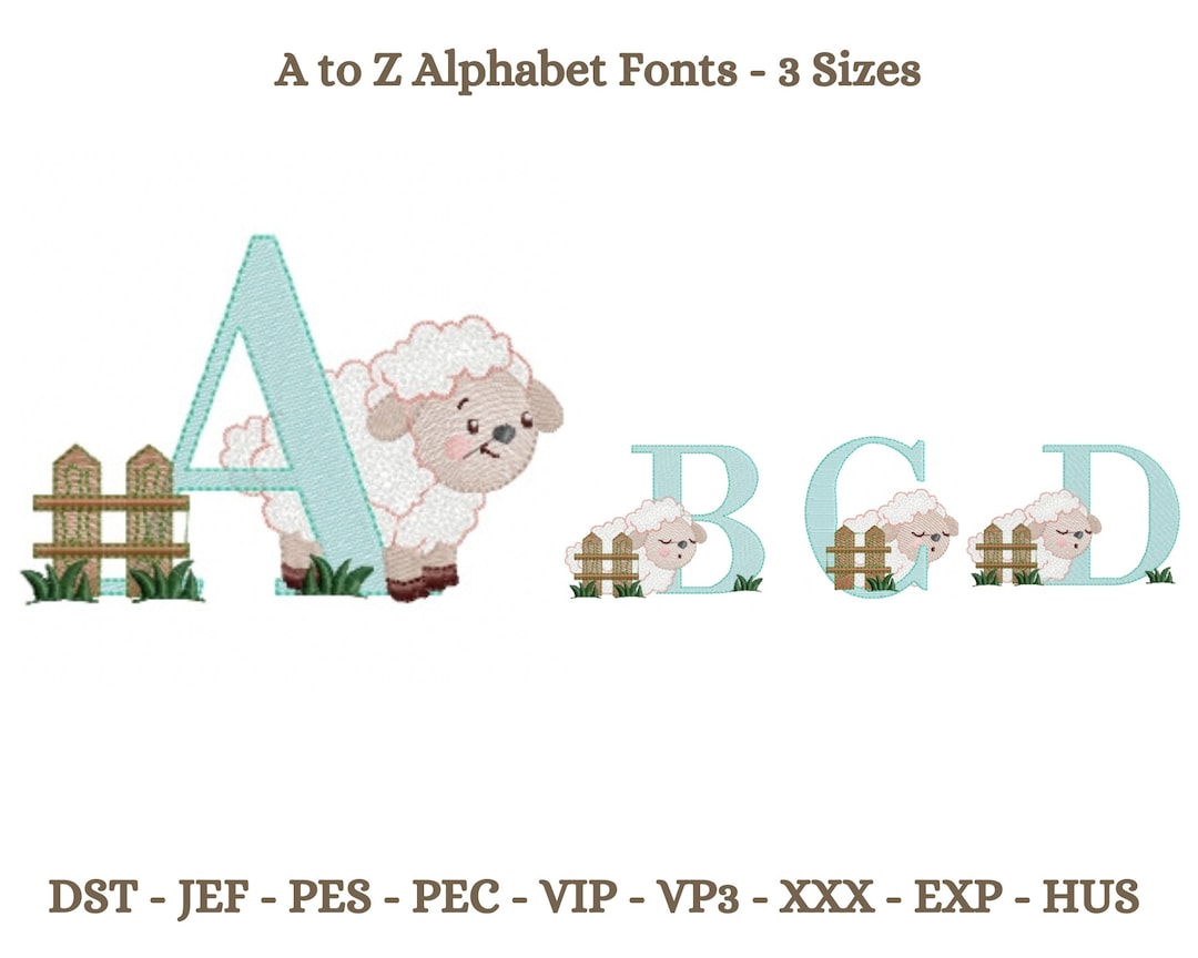 Sheep Alphabet Embroidery Design , Baby Sheep Font Machine Embroidery ...