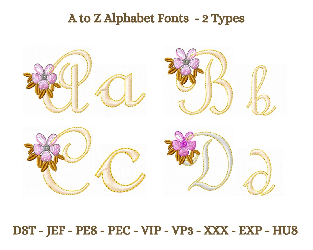Alphabet Embroidery Designs, Floral Alphabet Machine Embroidery Design ...
