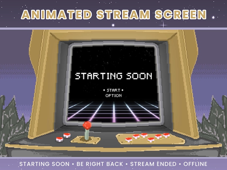 Classic Retro Animated Arcade Machine Stream Screen Vintage Twitch ...