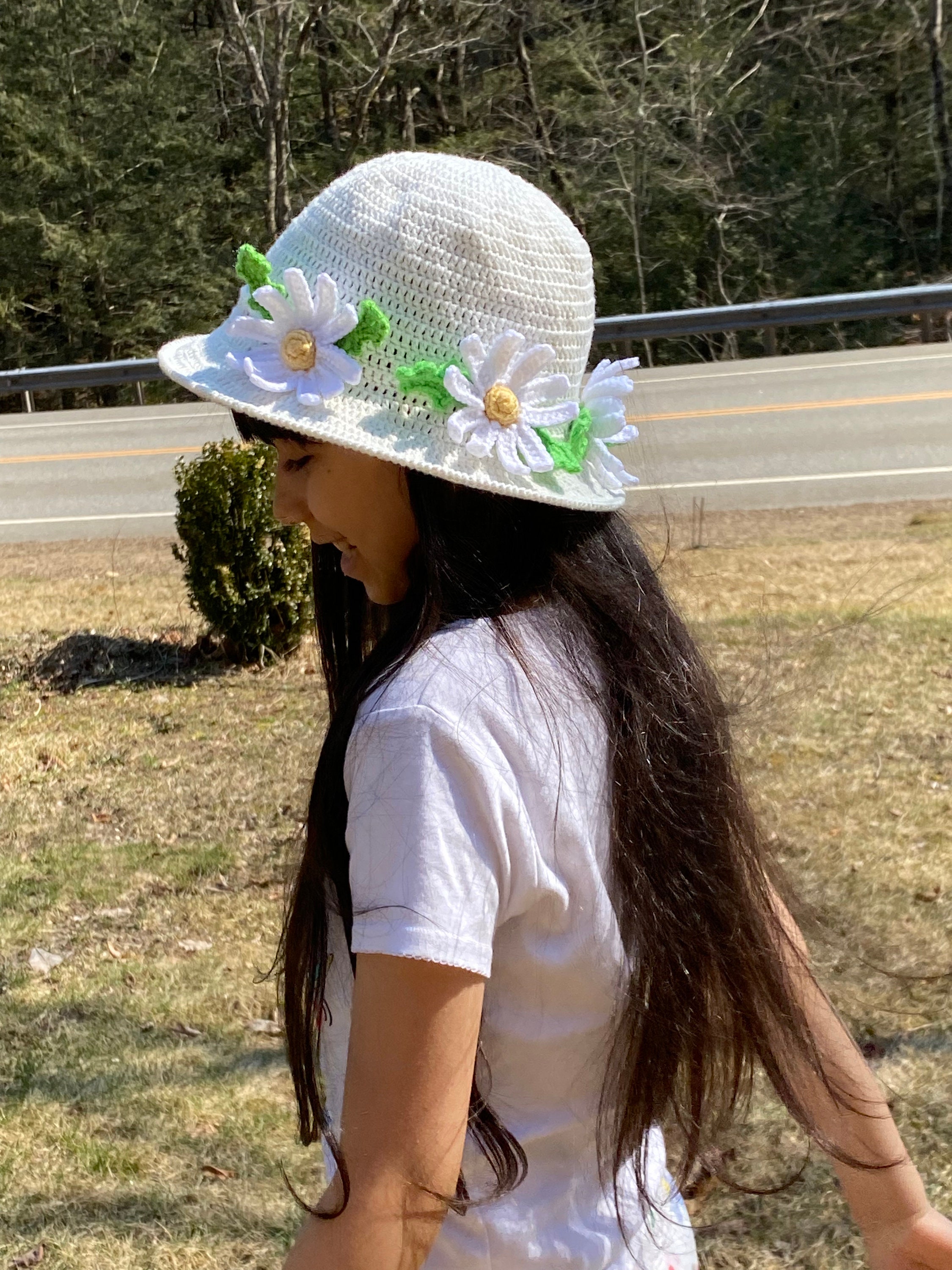 Pattern Only | Crochet Daisy Hat Pattern | Crochet Spring Hat Pattern ...