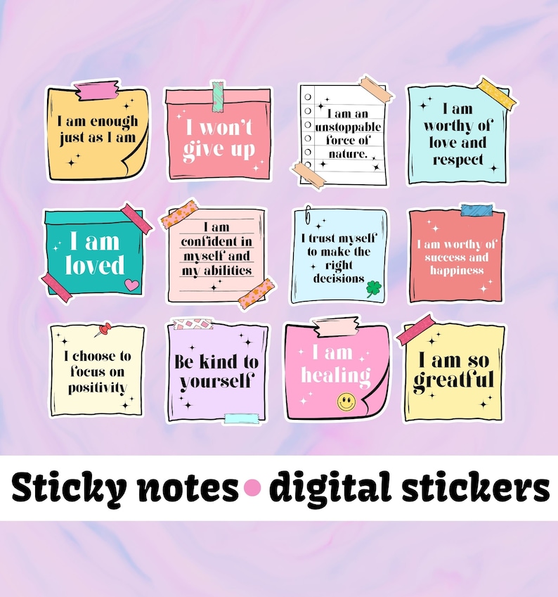 Daily Affirmation Sticky Notes,planner Stickers,printable Stickers ...