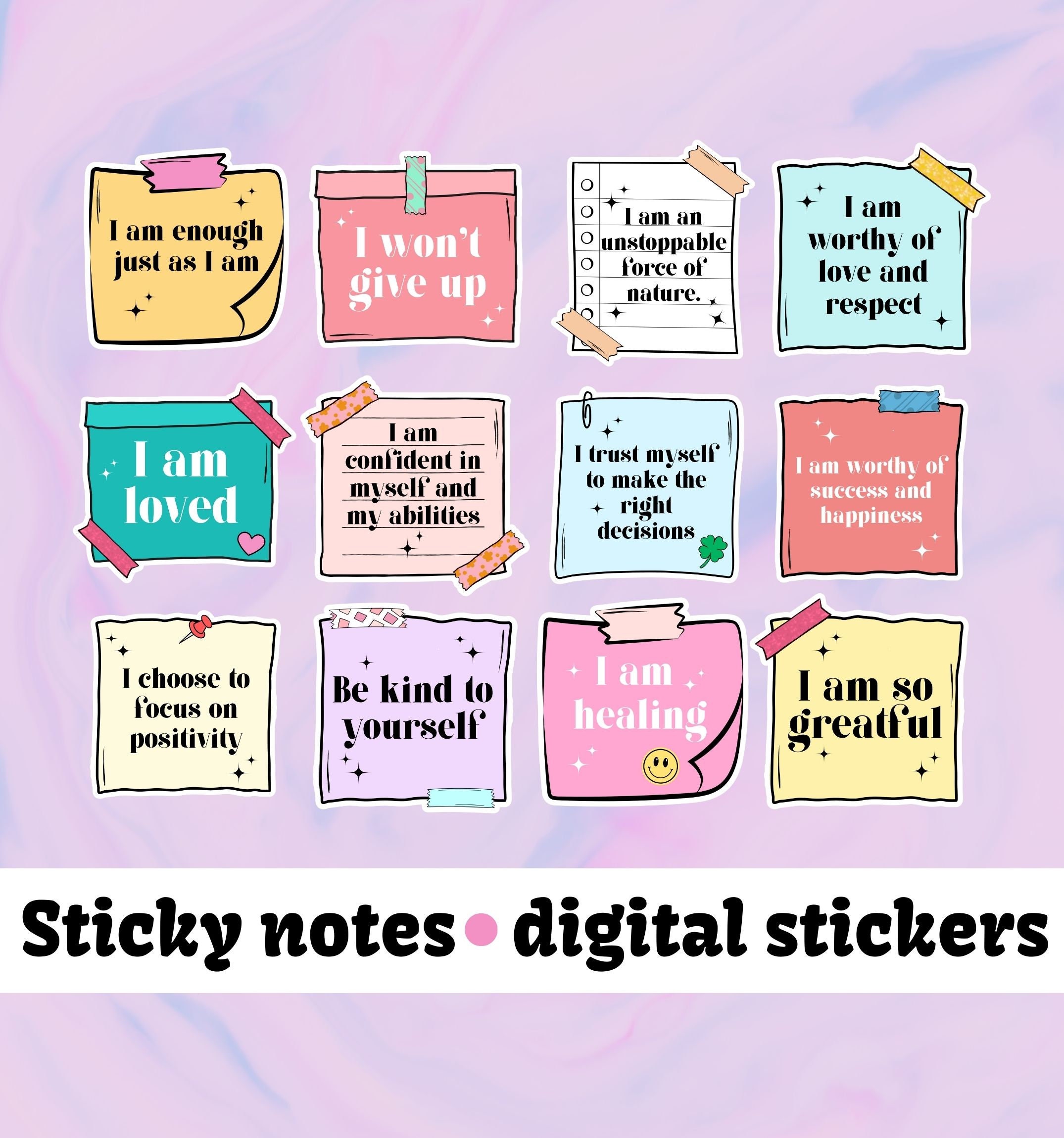 Daily Affirmation Sticky Notes,planner Stickers,printable Stickers ...
