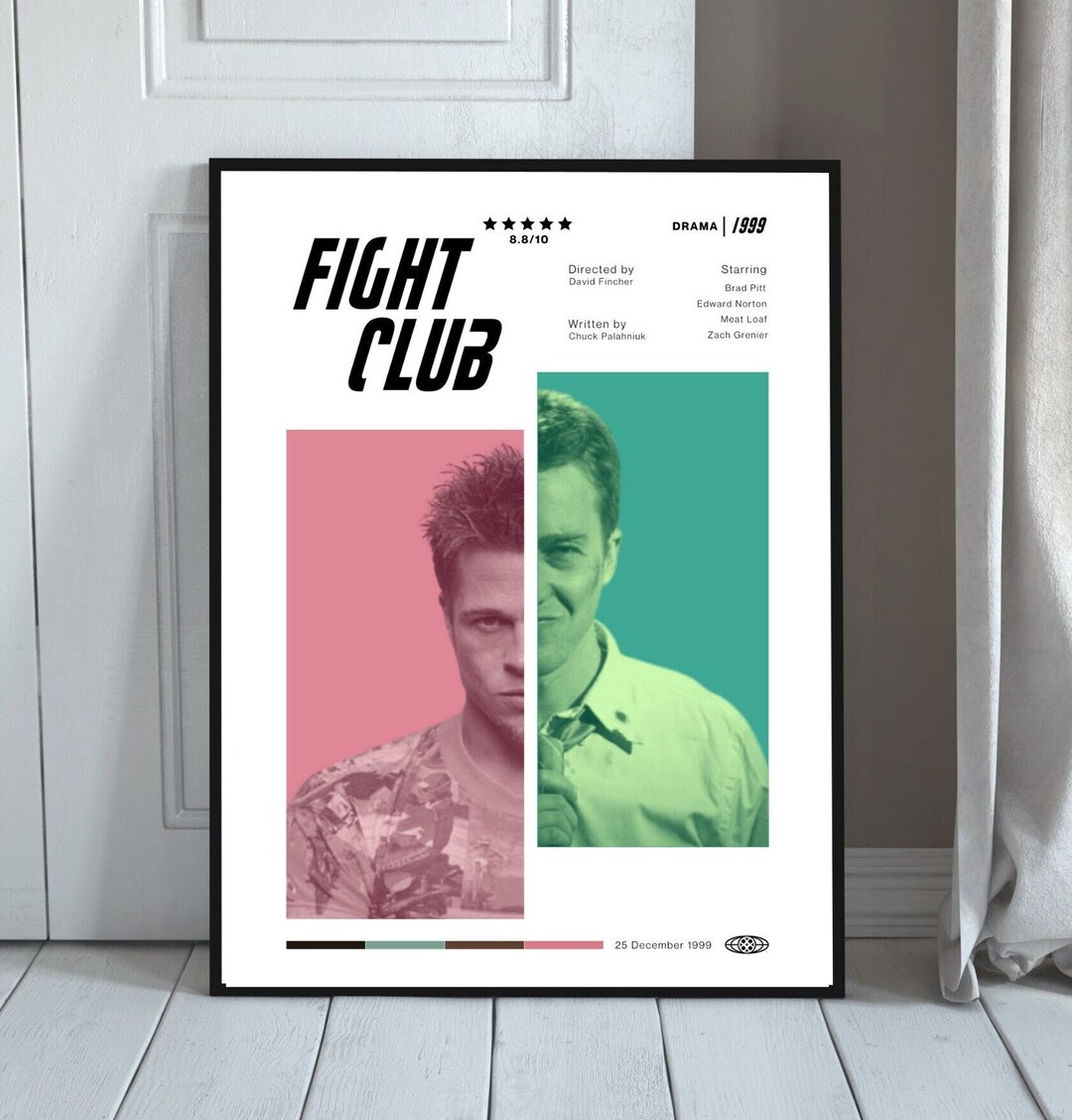 Fight Club Movie Poster,brad Pitt Poster,fight Club Wall Decor,fight ...