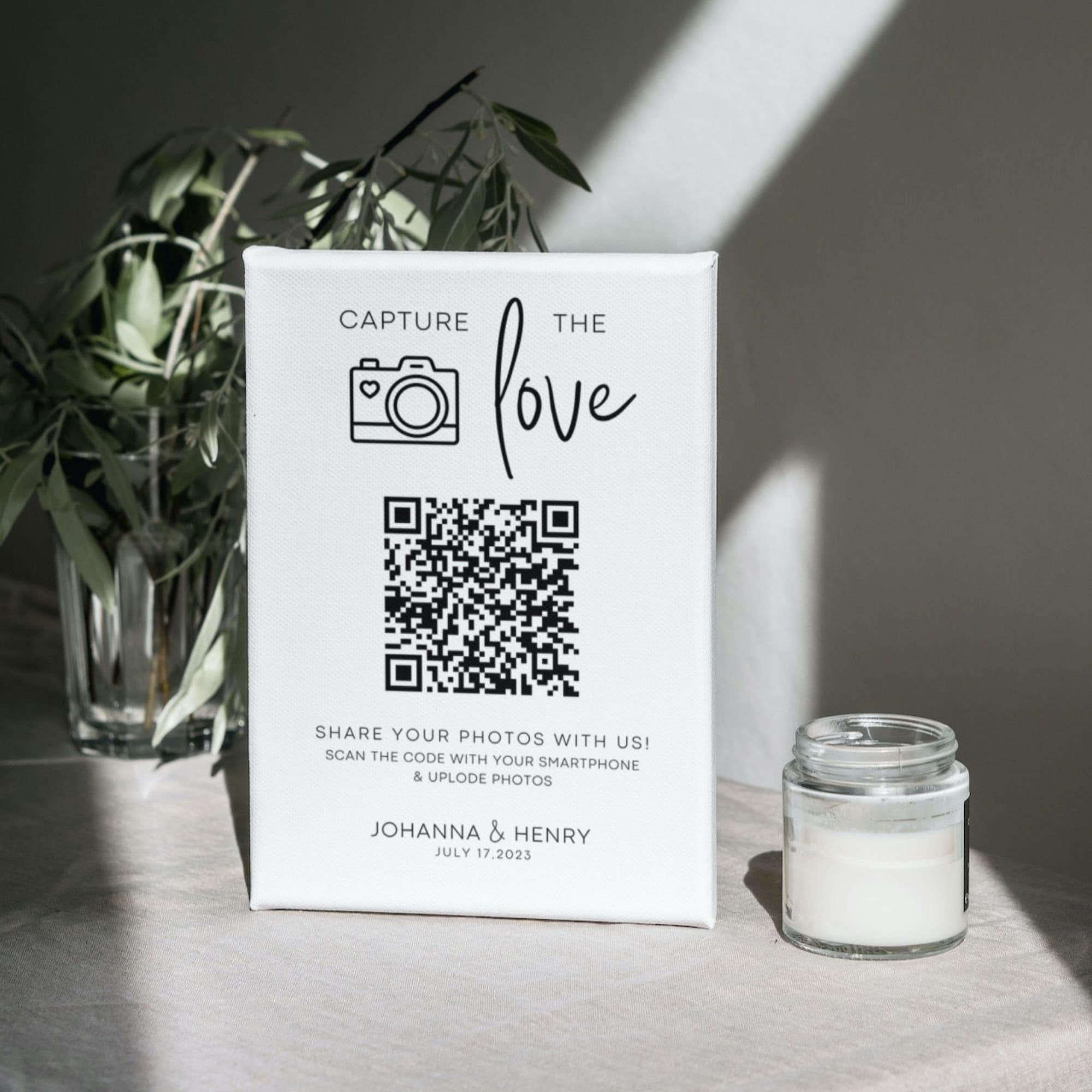 Wedding QR Code Sign Template, Share the Love QR Code Sign, Modern ...