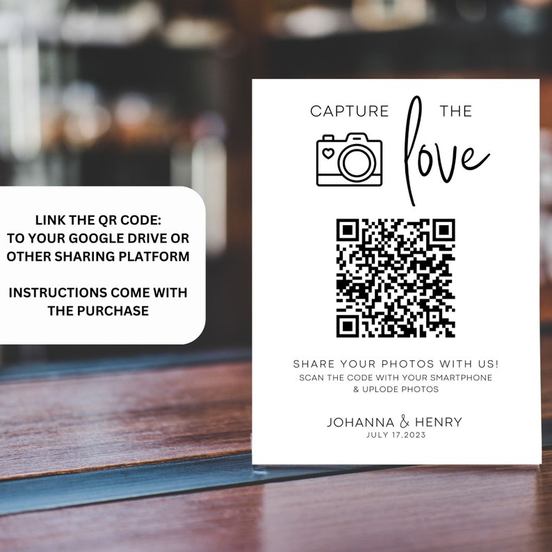 Wedding QR Code Sign Template, Share the Love QR Code Sign, Modern ...
