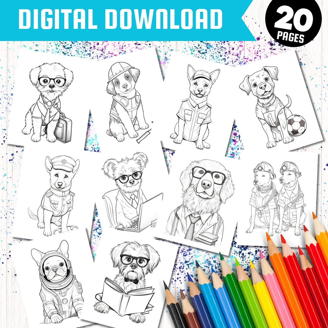 Dogs Coloring Pages, Dogs at Work, Printable Coloring Pages, Coloring ...