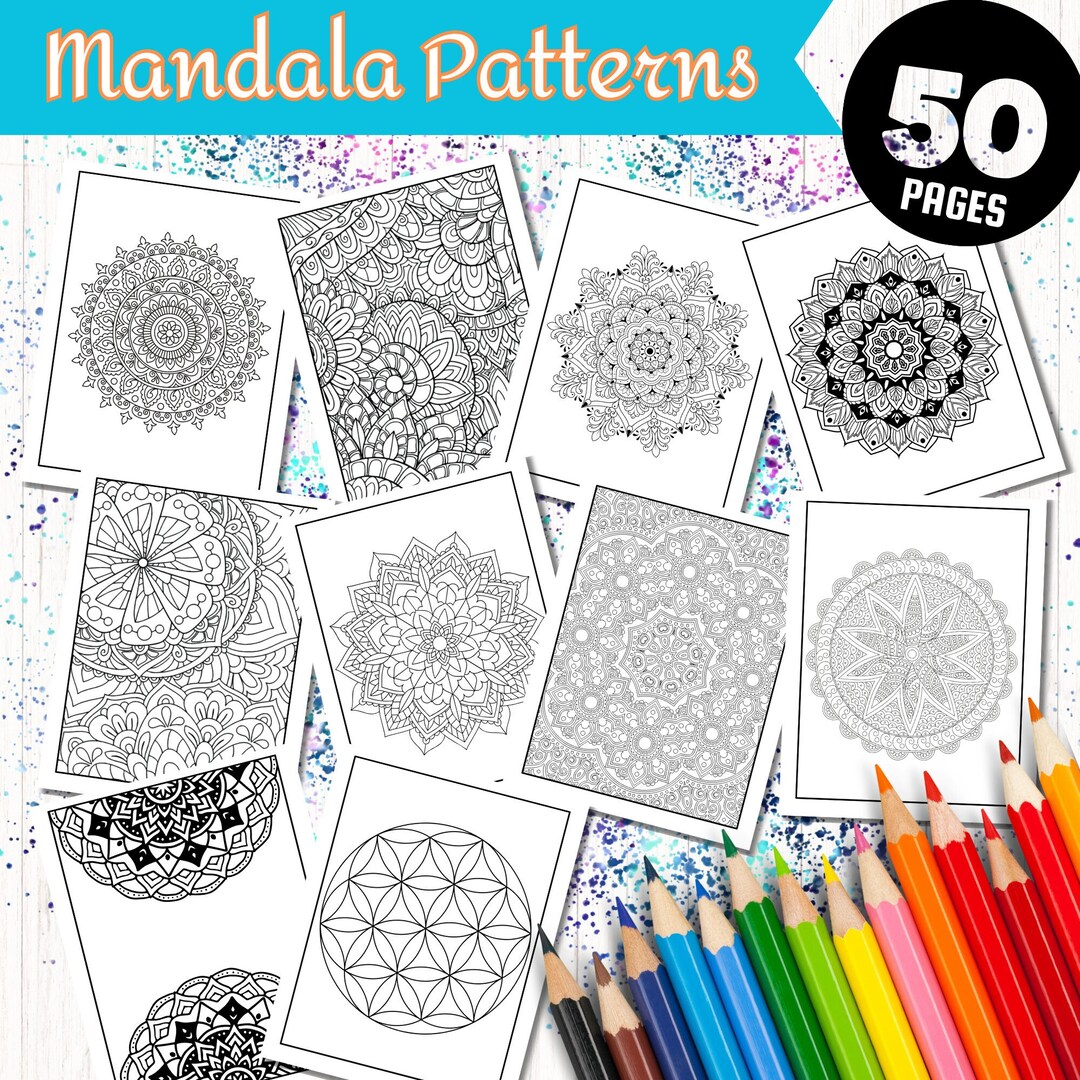 50 Printable Mandala Coloring Pages, Adults + Kids, Mandala Coloring ...