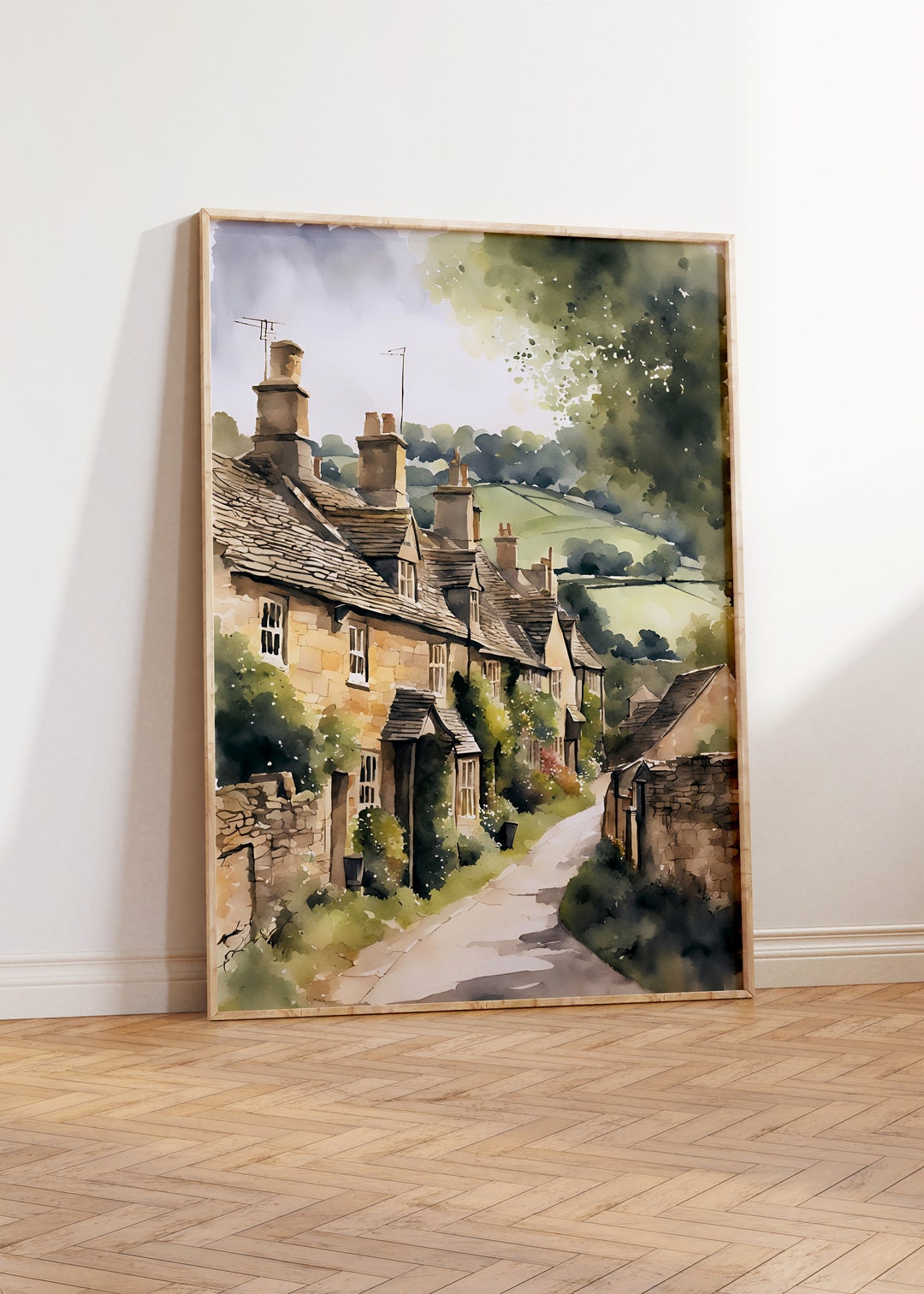 Cotswold Villages - British Countryside Painting, Watercolour Landscape ...