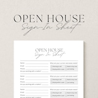 Real Estate Open House Sign in Sheet | Realtor Marketing (PDF, DOC) - Etsy
