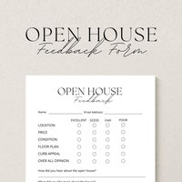 Open House Feedback Form. Printable Real Estate Open House ...