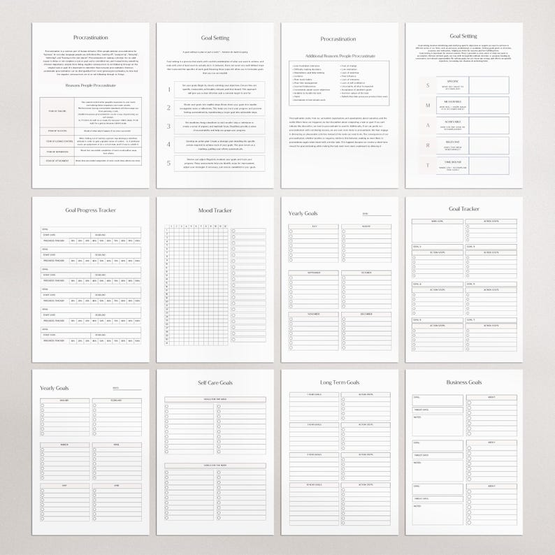 Goal Planner Bundle | Yearly Goals, SMART Goal | Reflections ...