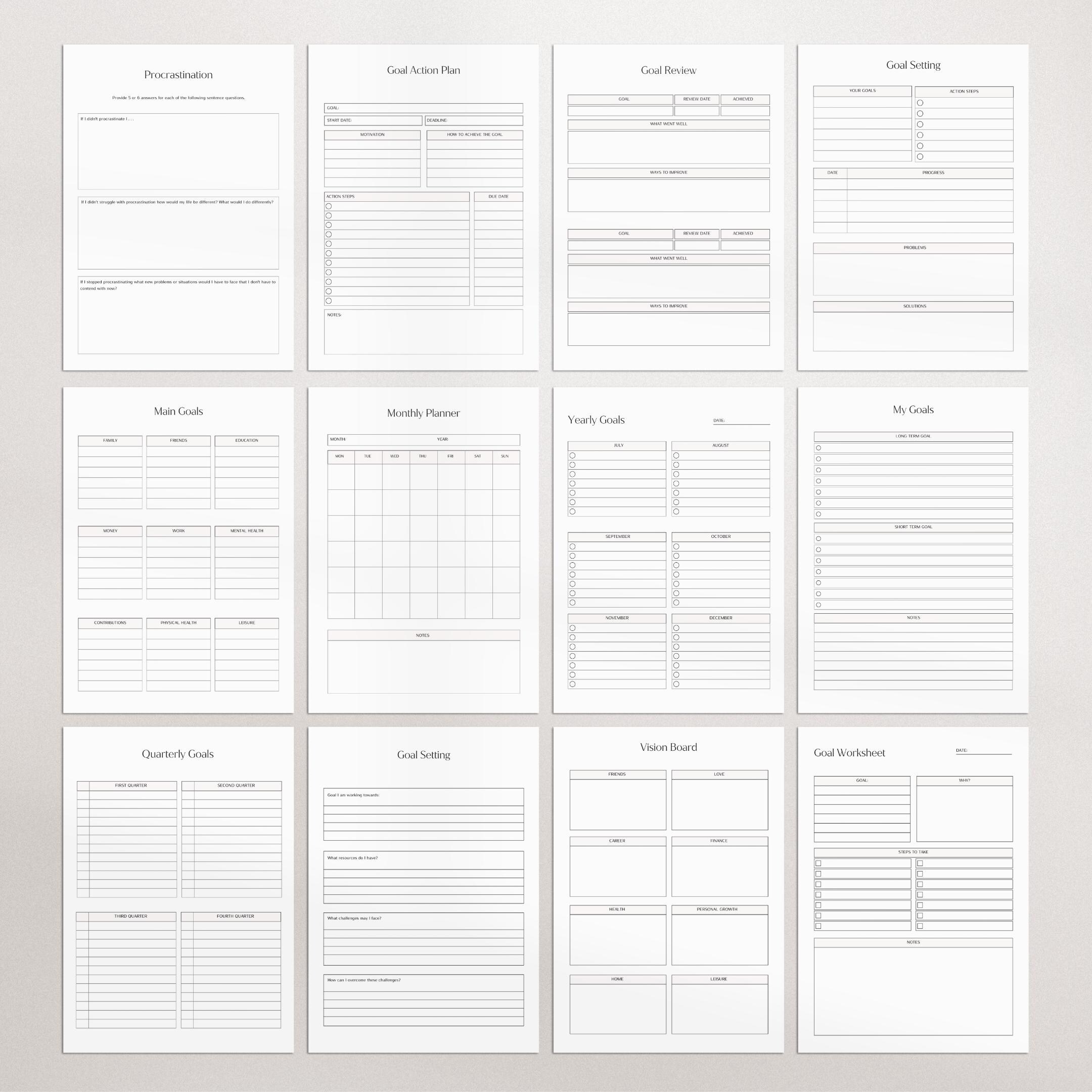 Goal Planner Bundle | Yearly Goals, SMART Goal | Reflections ...