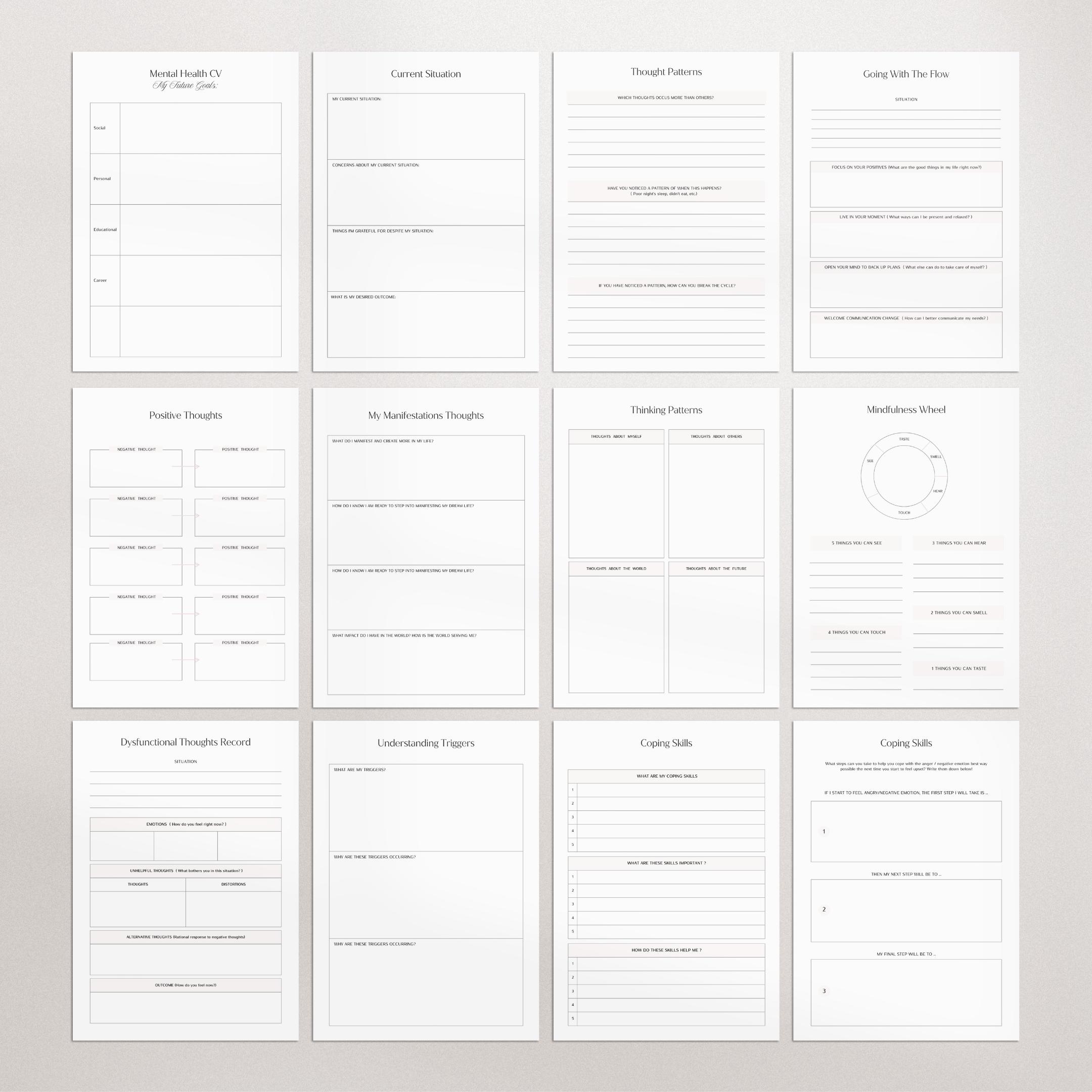 Mental Health Journal Workbook | Anxiety Journal | Mood Tracker ...