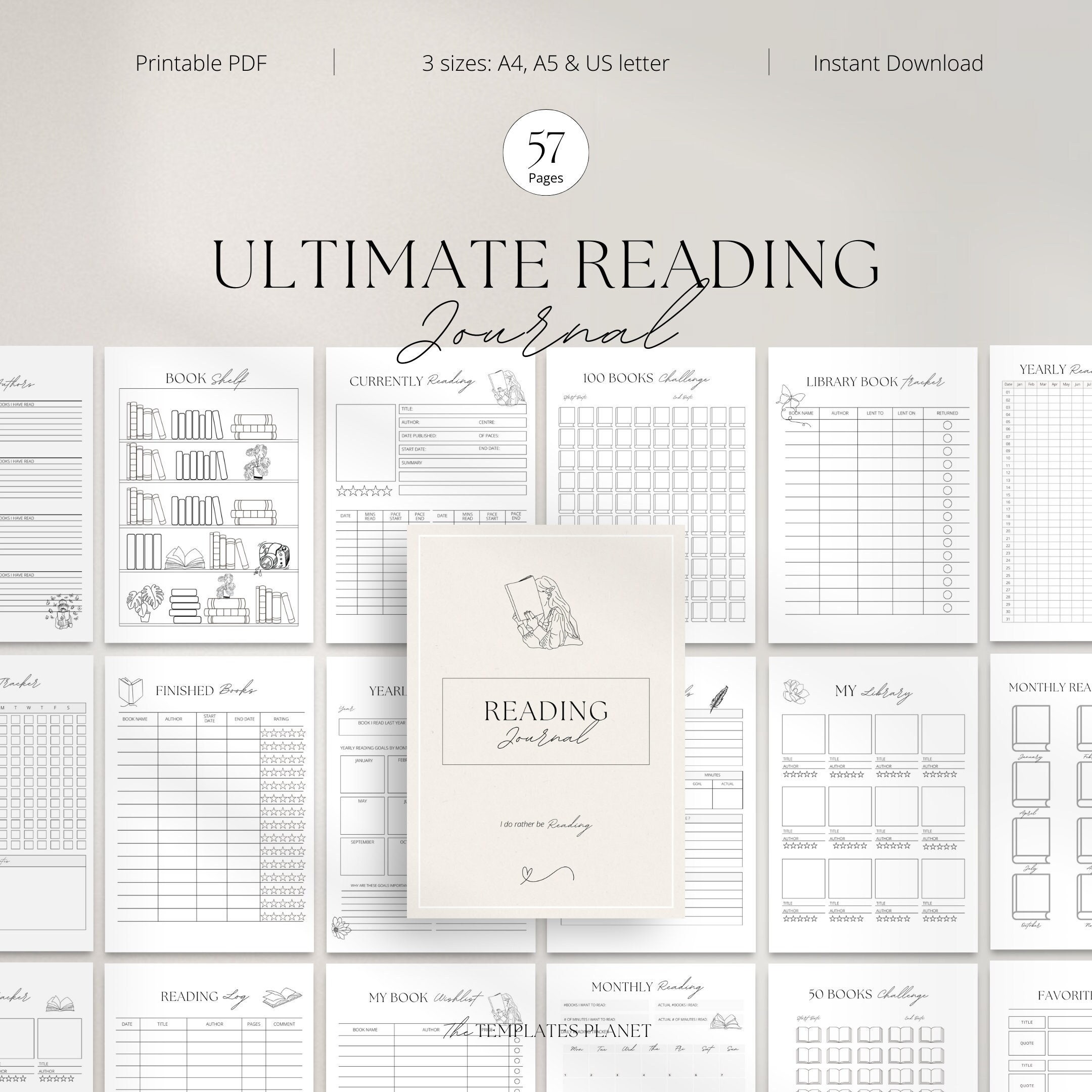 Printable Reading Tracker Journal Reading Log Book Tracker Book Journal ...