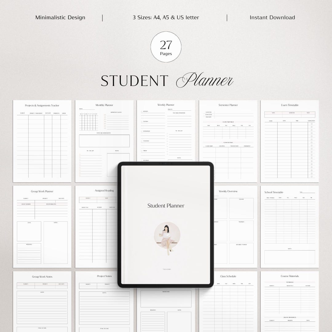 Student Planner | Academic Planner | College Planner | Productivity ...