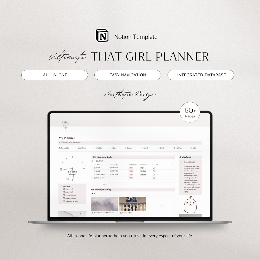 The Ultimate Notion Life Planner All in One Notion Template That Girl Notion Aesthetic ADHD ...
